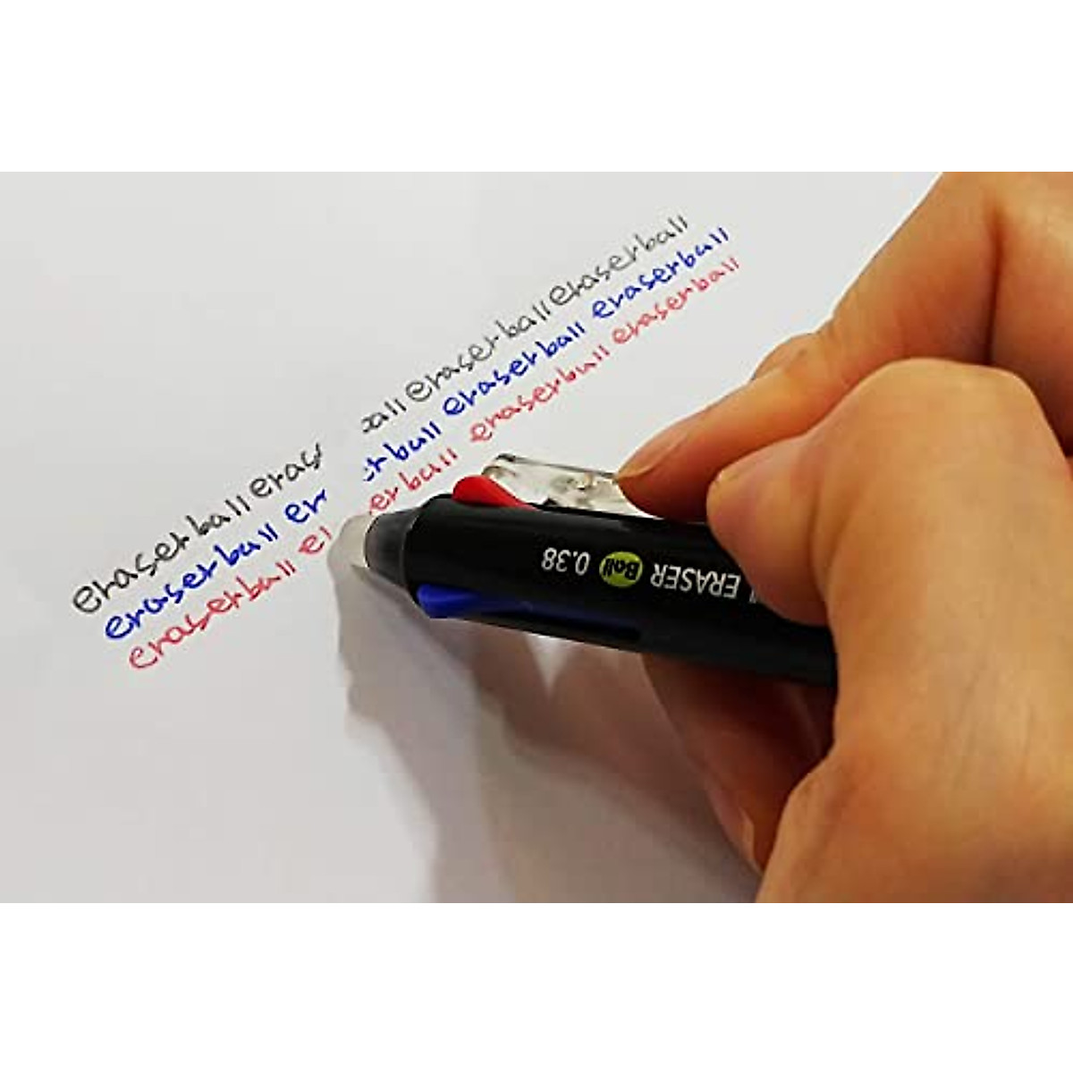 ERASER BALL 3 Color 0.38mm, Erasable Gel Pen and Refills, Black Blue Red Ink, MB-300 (5 Pens)