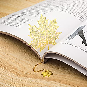 Golden Hollow Bookmark, 6pcs Metal Leaf Bookmarks with Chain or Tassels for Book Lovers, Teachers, Students, Writers, Readers, Children, Adults, Men, Women