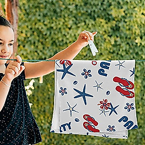 susiyo Patriotic Flip Flop Starfish Towel 2 Pcs Set, Small Washcloth Fingertip Towel for Home Decor