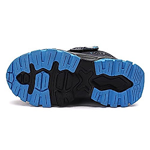 UJKOO Boys Girls Snow Boots Winter Warm Waterproof Slip Resistant Cold Weather Outdoor Boots Kids Shoes/Black blue 2.5 Little Kid