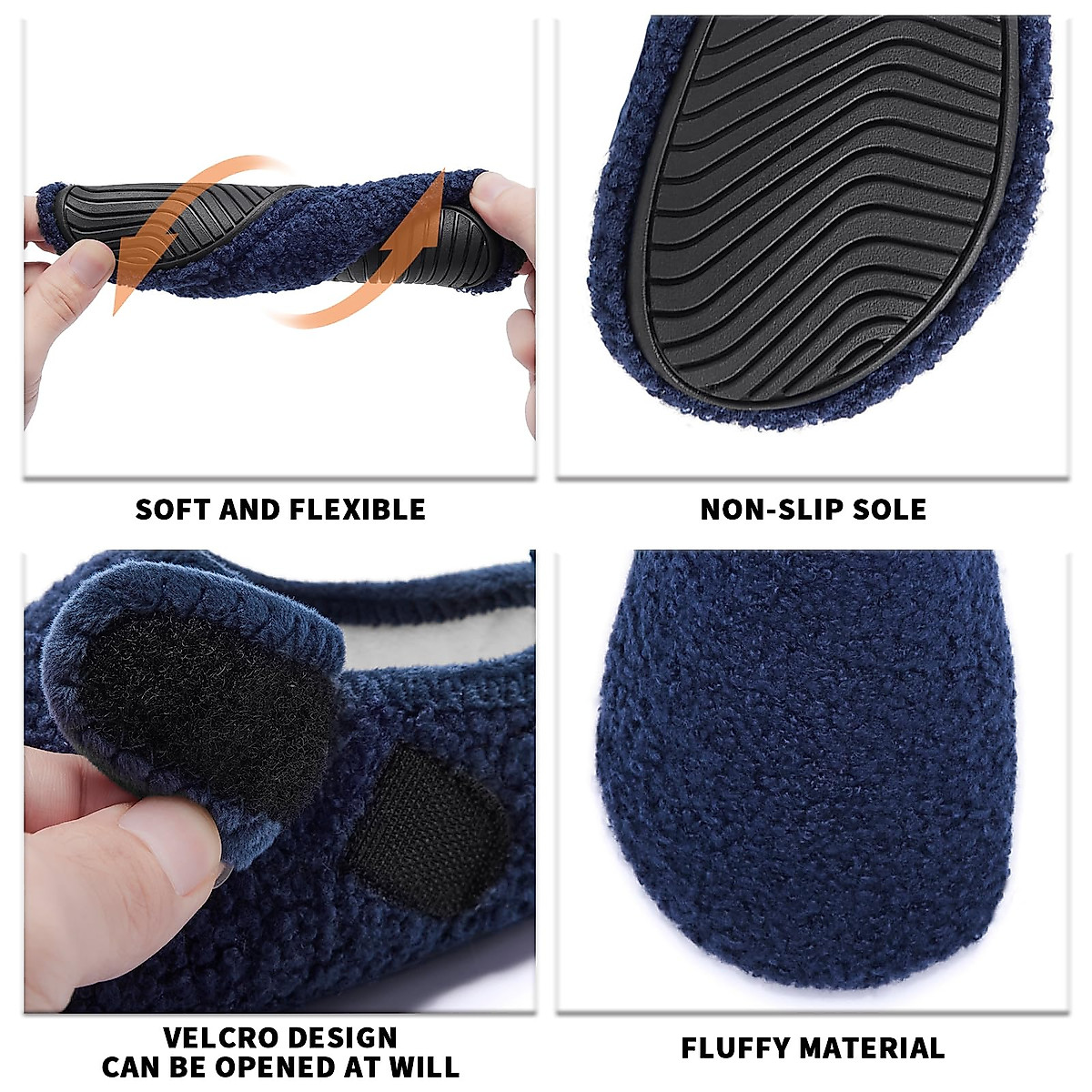 Heiiwarm Boys Toddler Girls Slippers Barefoot House Shoes Winter Warm House Slippers Cozy Lightweight Non-Slip Bedroom Indoor Socks Navy Toddler 10-11