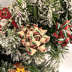 RUSPEPA Kraft Paper Christmas Gift Bow Assortment - Red, Green and White Design for Christmas, Holiday, Birthday, Wedding, Baby Shower - Total 15 Bows, 3 Size