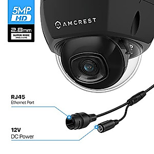 Amcrest UltraHD 4K (8MP) Outdoor Security POE IP Dome Camera, 98ft NightVision, 2.8mm Lens, IP67 Weatherproof, IK10 Vandal Resistant Dome, 256GB MicroSD Recording, Black (IP8M-2493EB-V2)
