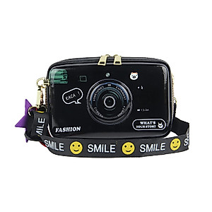 KUANG! Women Fashion Camera Shaped Crossbody Handbag PU Leather Vintage Shoulder Bag Novelty Clutch Box Purse