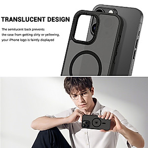 GaoBao Magnetic for iPhone 13 Pro Max Case, iPhone 13 Pro Max Phone Case, [Compatible with Magsafe] Slim Fit Shockproof Translucent Women Men Girls Boys Protective Case for iPhone 13 Pro Max, Black