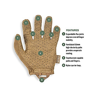 Mechanix Wear: Tactical Specialty Vent Tactical Gloves, Touch Capable, High Dexterity, Gloves for Airsoft, Paintball, and Field Work, Work Gloves for Men (Brown, Large)