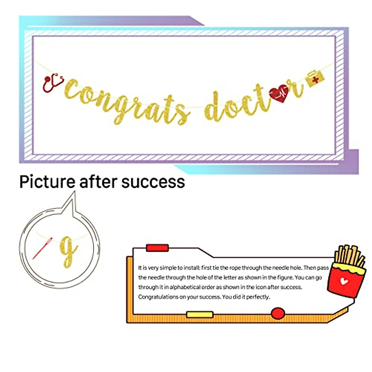 Gold Glitter Doctor Decorations, Congrats Doctor Banner, 2022/2023 Doctor Graduation Sign, School Nurse Office Decorations