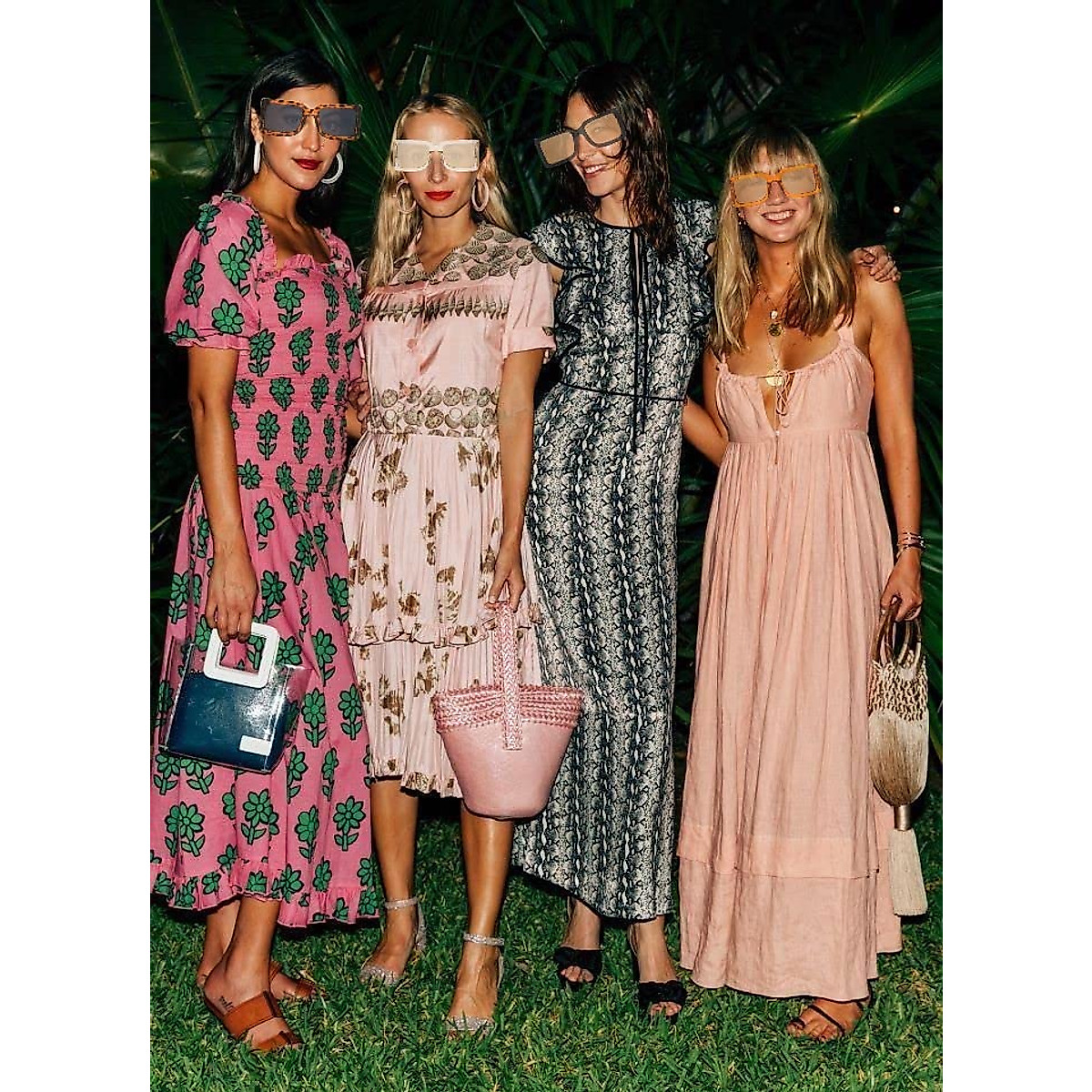 NLEYANB 6 Packs Wholesale Y2K Oversized B Rectangle Square Sunglasses Bulk for Women Men UV400