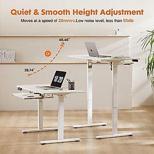 Sweetcrispy Standing Desk with Keyboard Tray, Ergonomic Height Adjustable Desk with 3 Memory Presets, 55 x 24'' Stand Up Desk Electric Standing Desk Adjustable Height, Computer Desk Home Office-White