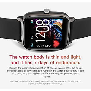 LCW Smart Watch Fitness Trackers with Heart Rate Monitor,Waterproof IP67 Activity Trackers Watch Pedometer Stopwatch,Body Temperature Measurement, for Men Women for iPhone Android Phone (Black)