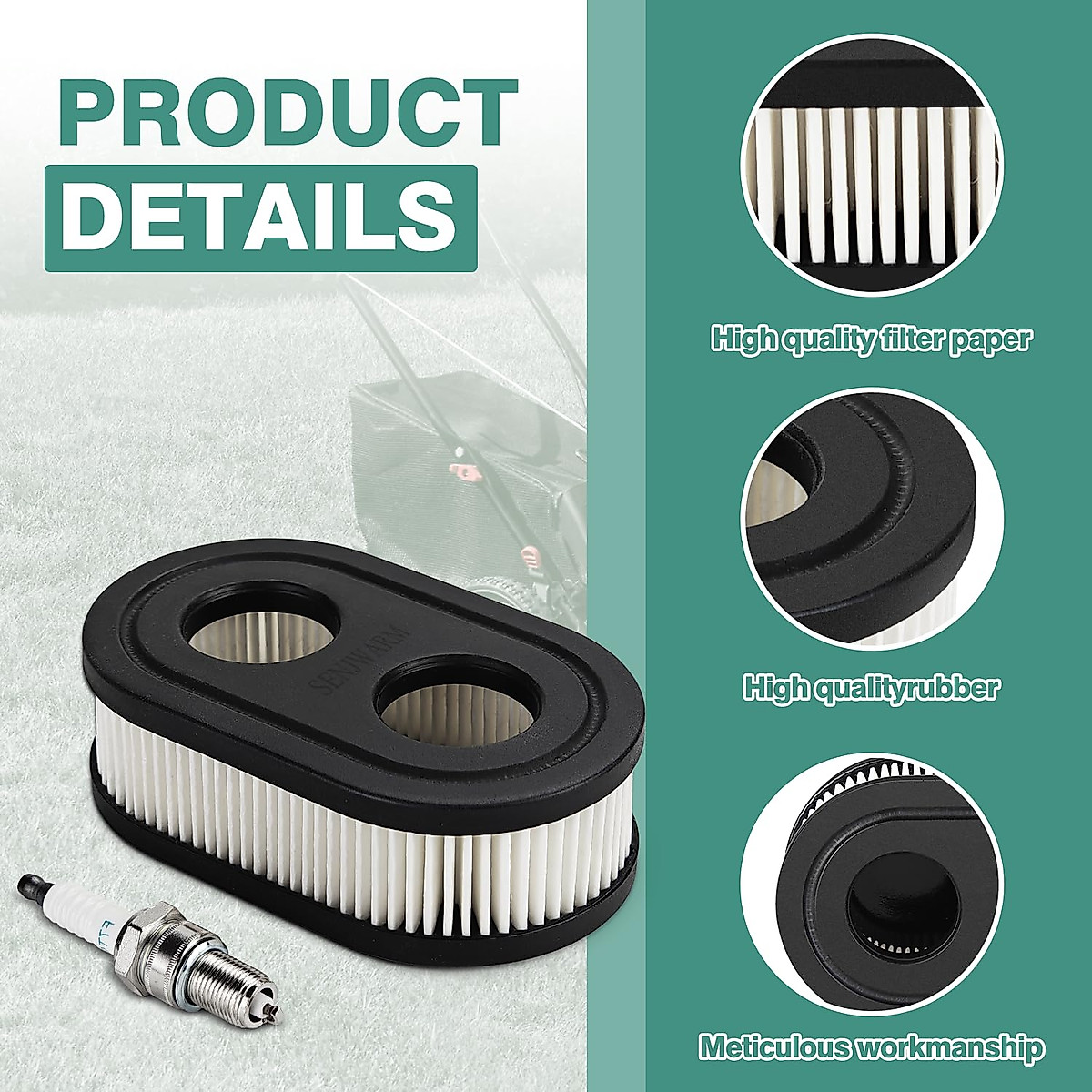 593260 Air Filter Spark Plug Compatible with Troy-Bilt TB110 TB115 TB200 TB230 TB330 TB370 Lawn Mower Air Filter798452 334404、Engines 500 500E 550E 500EX 550EX 625E 675 Series