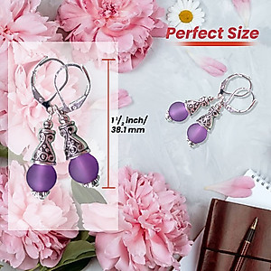 Lavender Beach Sea Frosted Glass Drop Earring Sp Handcrafted Rhinestone Earrings For Women Set + Gift Box For Free