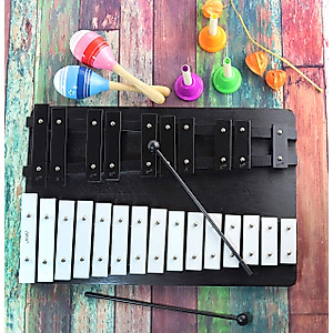 Large Xylophone 25 Notes Chromatic Glockenspiel, Bag, Sheet Music Cards, 45-song Ebook