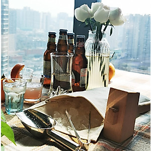 Lewis Ice Bag and Wooden Ice Mallet,Manual Ice Crusher for Breaking Ice,Thick Canvas Bag,Beech Wooden Mallet,Crushed Ice for Home,Bar Tools Kitchen Accessories,2 Pcs Set