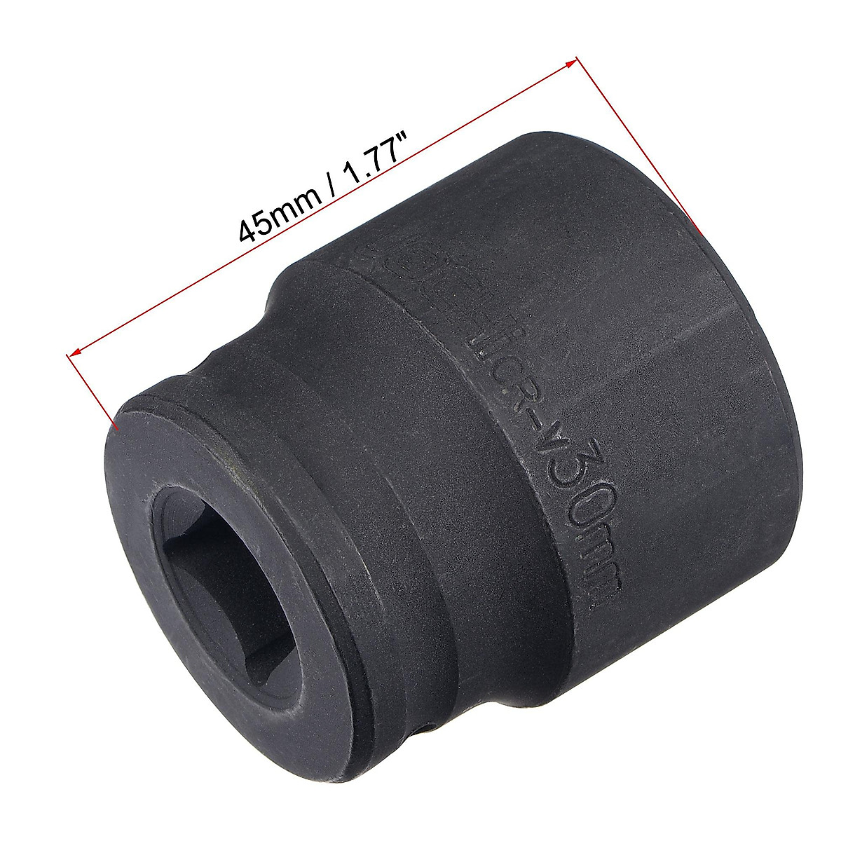 uxcell 1/2" Drive by 30mm 6-Point Impact Socket, CR-V Steel 1.77" Length, Shallow Metric Sizes