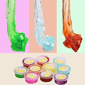 10 Pack Jelly Cube Crispy Crystal Transparent Slime Set,Themed Party Toy to Relieve Stress and Anxiety, for Girls and Boys,Including Party Gift