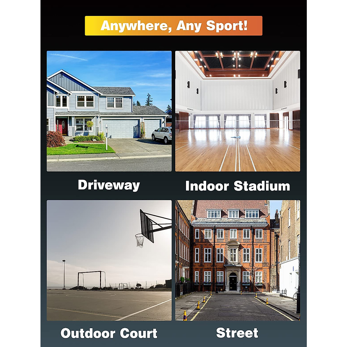 DEERFAMY 24 Pcs Pickleball Court Markers Kit, Temporary Pickleball Lines Throw Down Markers for Outdoor Indoor Tennis Badminton, Orange and Yellow