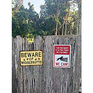 Mvgges Beware of Wigglebutts 12"x8" Vintage Metal Tin Sign Pet Dogs Paw Prints with Funny Sayings