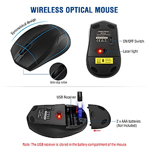 Wireless Keyboard and Mouse Combo, EDJO Full-Sized 2.4GHz USB Computer Wireless Keyboard and Wireless Optical Mouse for Windows, Mac, Laptop/Desktop/PC