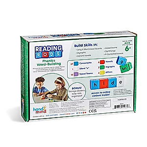 hand2mind Reading Rods Phonics Word-Building, Word Building Activities, Spelling Toys, Montessori Alphabet Letters, Reading Tools for Kids, Science of Reading Manipulatives, Phonemic Awareness