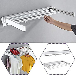 XUANIIIL Wall Mounted Drying Rack Clothing for Laundry Foldable, Collapsible Clothes Drying Rack Folding Indoor, Laundry Dryer Hanger Rack with 7 Rods, for Laundry/Bathroom