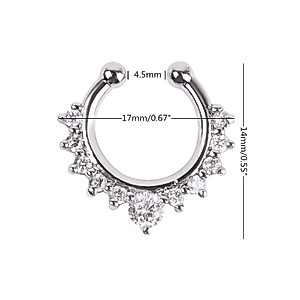 XUKEKOY 6pcs Fake Septum Clicker Nose Ring Rhinestone Non Piercing Hanger Clip Body Jewelry