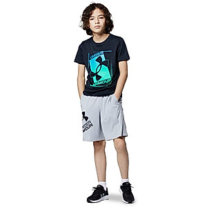 Under Armour boys Prototype 2.0 Logo Shorts , Mod Gray (011)/Black , Youth X-Small