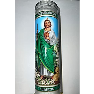 St Jude Candle Saint Jude 8'' White Candles, 2 Pack Religious Candles Set