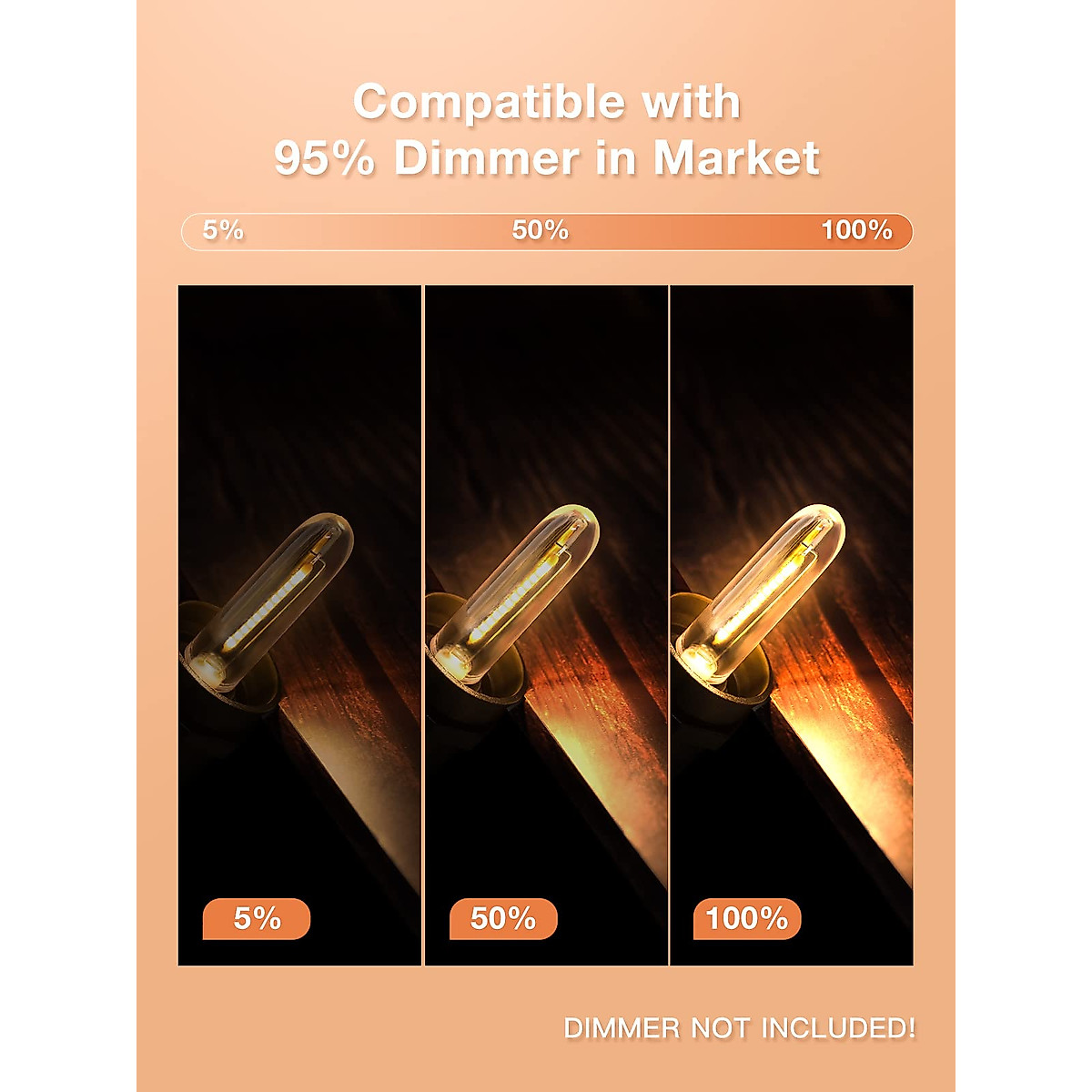 LED Replacement Bulbs 1W T13, 4 Pack Waterproof E12 Screw Base for Outdoor LED String Lights Shatterproof, for Indoor and Outdoor Use