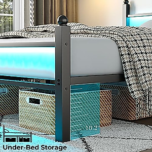 CollaredEagle Full Size Bed Frame with Headboard and Footboard,Heavy Duty Steel Slats Support Metal Bed Frame with Charging Station,No Box Spring Needed/Easy Assembly, Black