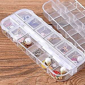 Typutomi 6PCS 12 Grid Clear Plastic Jewelry Box Organizer, Jewelry Dividers Storage Container DIY Parts Storage Box for Bead, Rings, Jewelry,Screws, Handicrafts
