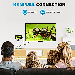 Leipan DM9H HDMI Coin Microscope with 7" IPS Screen,1200X Magnification Soldering Microscope,Longer 8.5" Stand,Digital Microscope with 32GB Card,Windows/Mac/TV Compatible