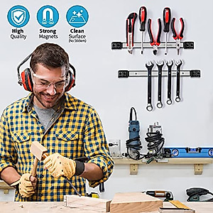 Rechabite 6 Pieces 12" Magnetic Tool Holder Strip, Stainless Steel Surface Tool Magnet Bar, Metal Tool Organizer Rack for Garage Organization, Easy To Install in Workshop, Mounting Screws Included