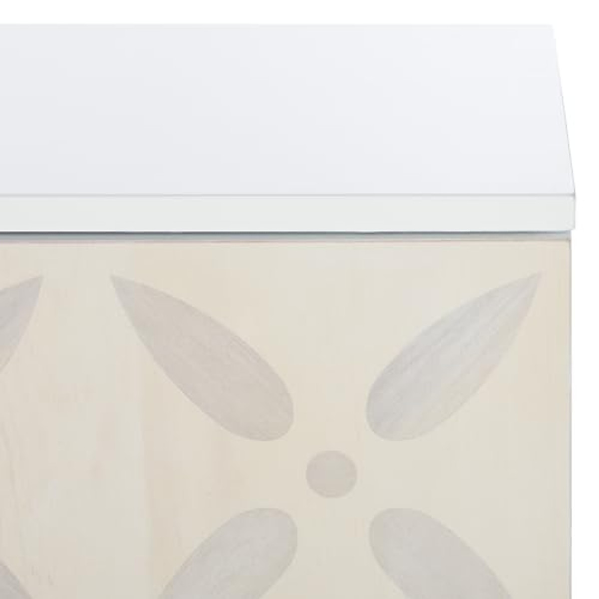 SAFAVIEH Home Collection Faye White Washed 3-Shelf Patterned Entertainment Media Stand up to 60" Flatscreen TV