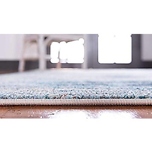 Unique Loom Chromatic Collection Modern & Vibrant Abstract Area Rug For Any Home Décor (6' 0 x 6' 0 Round, Light Blue/Beige)