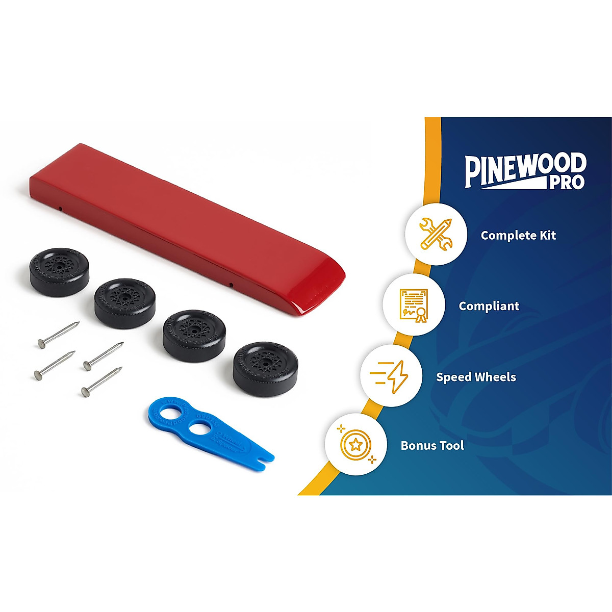 Pinewood Pro Pine Derby Car Kit with PRO Graphite - Painted and Weighted - Red Shark