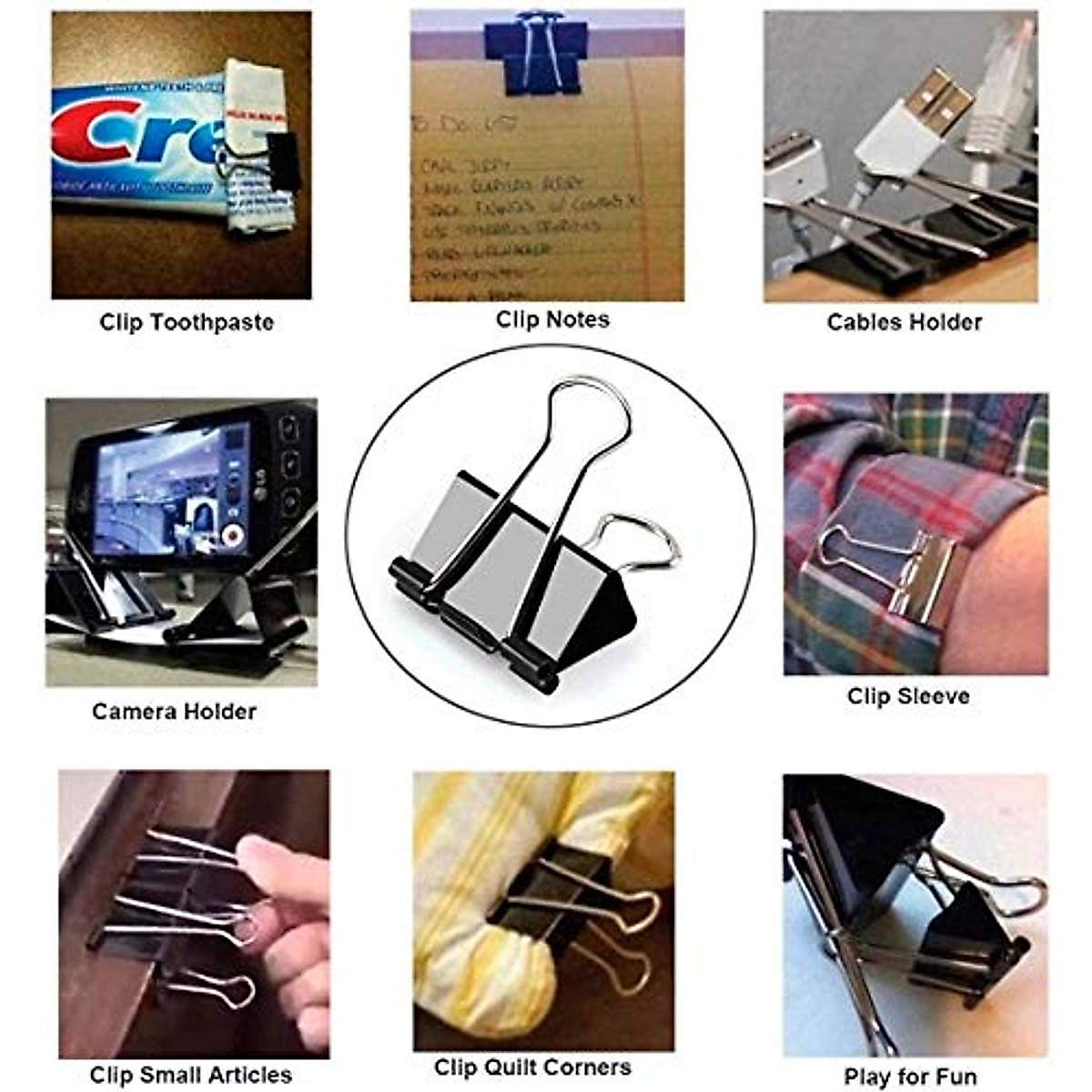 48 Pieces Extra Binder Clips,2 Inch Width,Paper Clips Extra Large for Office Supplies (Black)