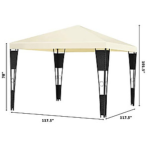 Tangkula Gazebo 10 x 10, Metal Frame Gazebo Canopy for Outdoor Patio Garden Backyard (Beige)