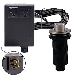 Westbrass ASB-2RB3-20 Sink Top Waste Disposal Air Switch and Dual Outlet Control Box, Raised Button, Stainless Steel