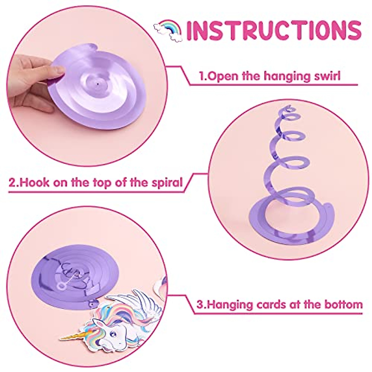 Unicorn Hanging Swirls - 21PCS Rainbow Unicorn Birthday Decorations Ceiling Streamers for Girls Birthday Party Supplies Unicorn Theme Hanging Decor