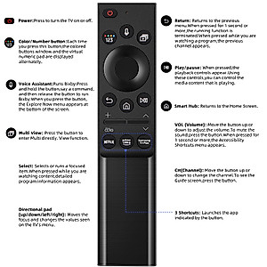 2022 New BN59-01357A Voice Remote Control Replacement for Samsung Smart Bluetooth The Frame QLED 4K 8K Smart TV QLED Series Q60A Q70A Q80A QN85A QN90A QN800A QN900A Sub BN59-01357B BN59-01357C