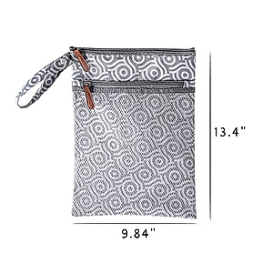 MOMIGO Wet Dry Bags for Baby Cloth Diapers - Reusable, Washable for Stroller, Diapers, Toiletries, Travel Bags, Beach, Pool, Gym Bag with Two Zippered Pockets (Grey)