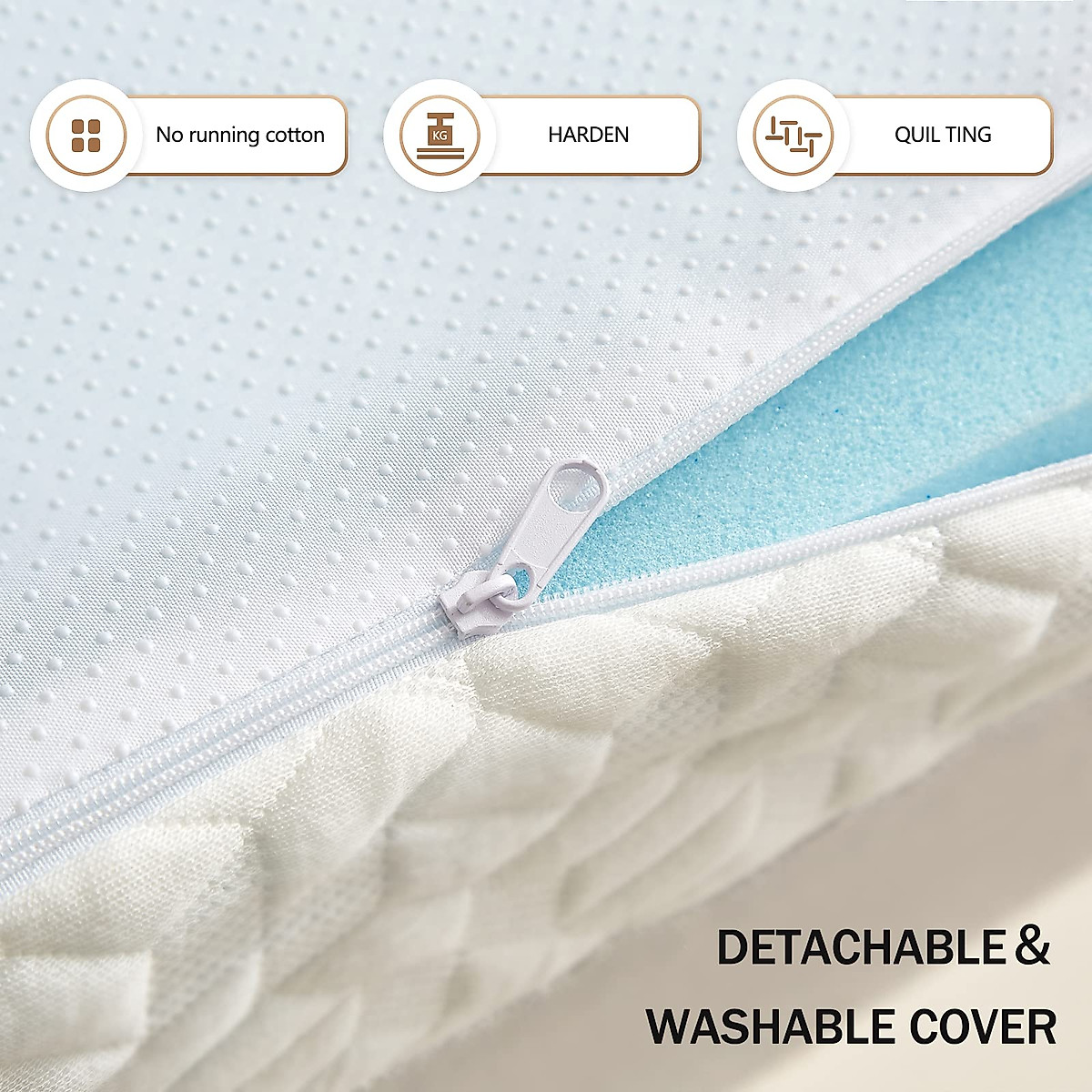 Fiberluxury 3 Inch Gel Memory Foam Cooling Mattress Topper Queen Size, Mattress Pad Cover for Pressure Relief, Bed Topper with Removable Cover，Soft & Breathable