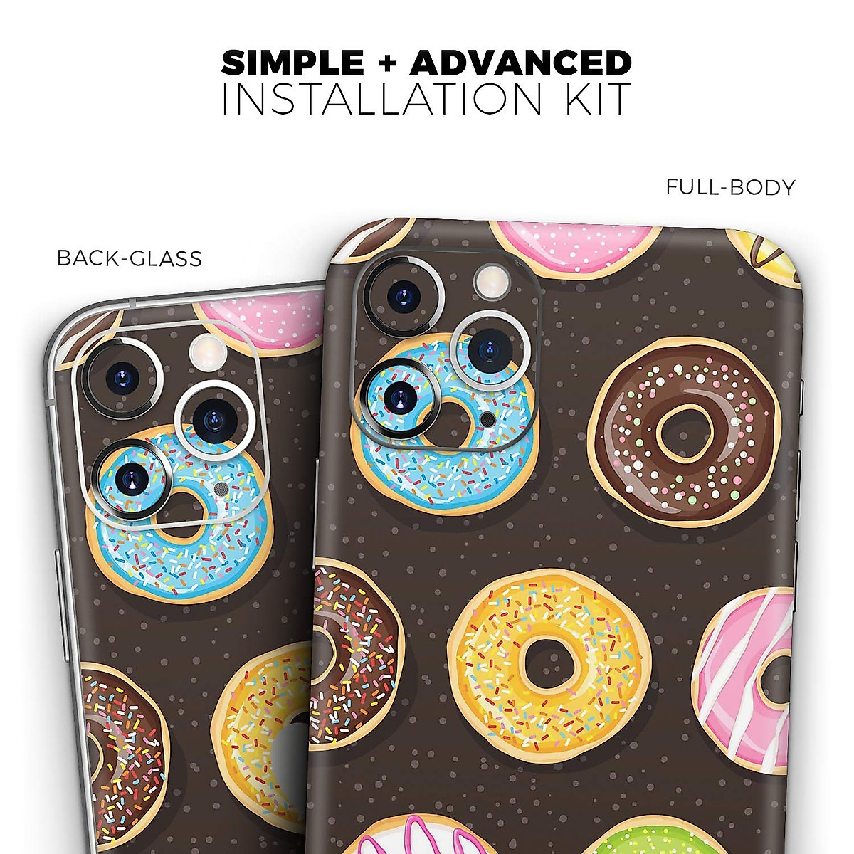 Design Skinz Yummy Colored Donuts v2 - DesignSkinz Protective Vinyl Decal Wrap Skin Cover Compatible with The Apple iPhone Xs Max (Full-Body, Screen Trim & Back Glass Skin)