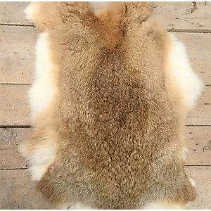 Natural Tanned Rabbit Fur Hide (10" by 12" Rabbit Pelt with Sewing Quality Leather)