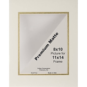 Callen Photo Mat Double Hand Cut with Bevel Edge, 11 by 14-Inch, Ivory Gold Core