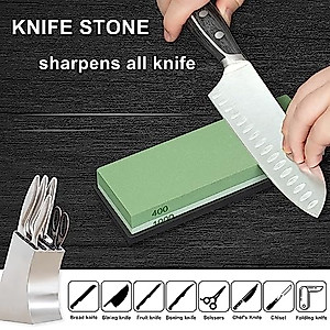 Bellsal Knife Sharpening Stone Whetstone Knife Sharpener Wet Stones Chisel Sharpening Kit Stones Leather Strop Honing Guide for Sharpeners Knives