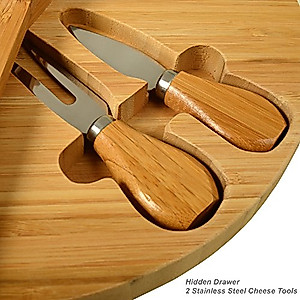 Picnic at Ascot Patented Personalized Monogrammed Engraved Bamboo Cheese/Charcuterie Board with Cheese Knives- Designed & Quality Checked in the USA