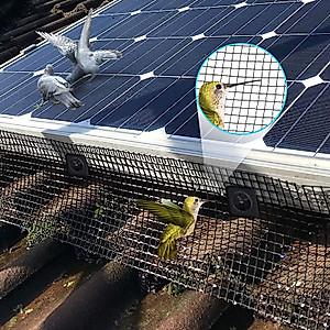 MEFBANT Solar Panel Bird/Critter Guard with 70 Aluminum Fasteners Clips.6 Inches x 100 Feet Solar Panel Protection Device Roof Protection Net ， PVC Coated Galvanized Steel Coil，