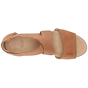 Dr. Scholl's Shoes Women's Barton Band Wedge Sandal, Brown Microfiber, 8.5